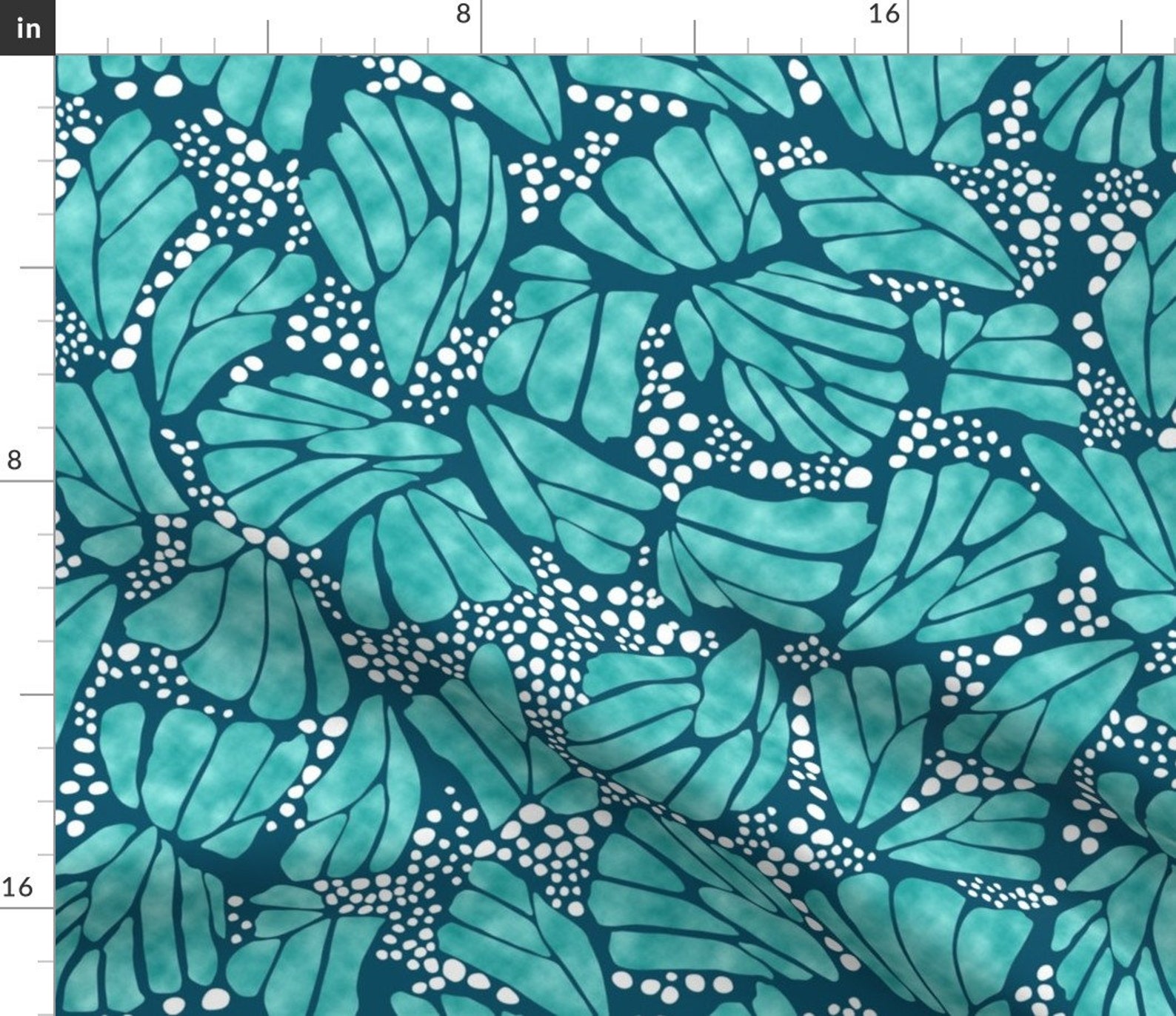Blue Butterfly Wings Fabric Teal Aqua Monarch Butterfly by - Etsy