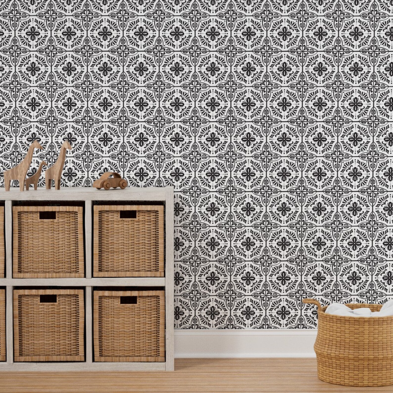 Spanish Tile Wallpaper Sevilla Coloring Book Style by - Etsy