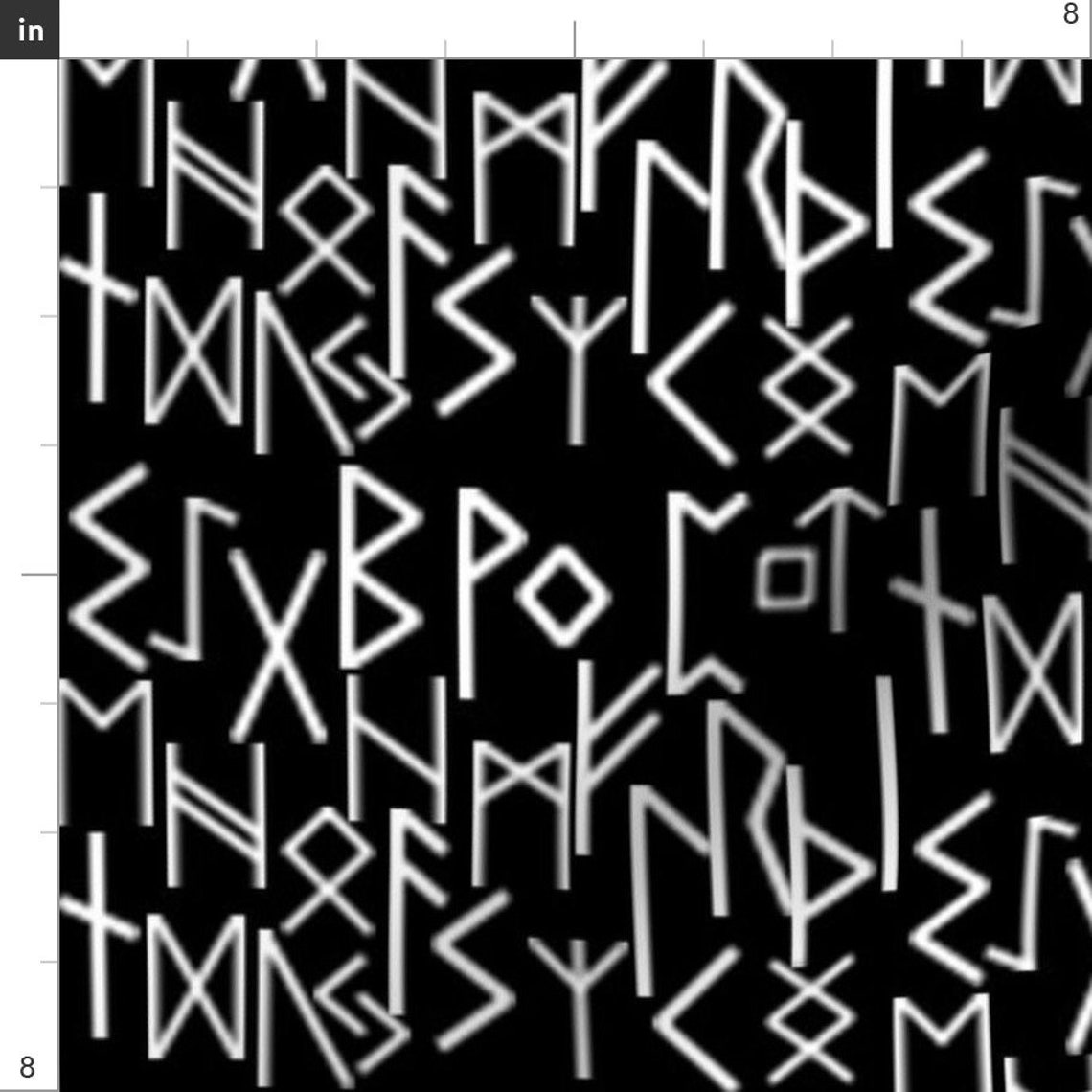 Viking Fabric Runic Writing on Black by Lowa84 Viking | Etsy