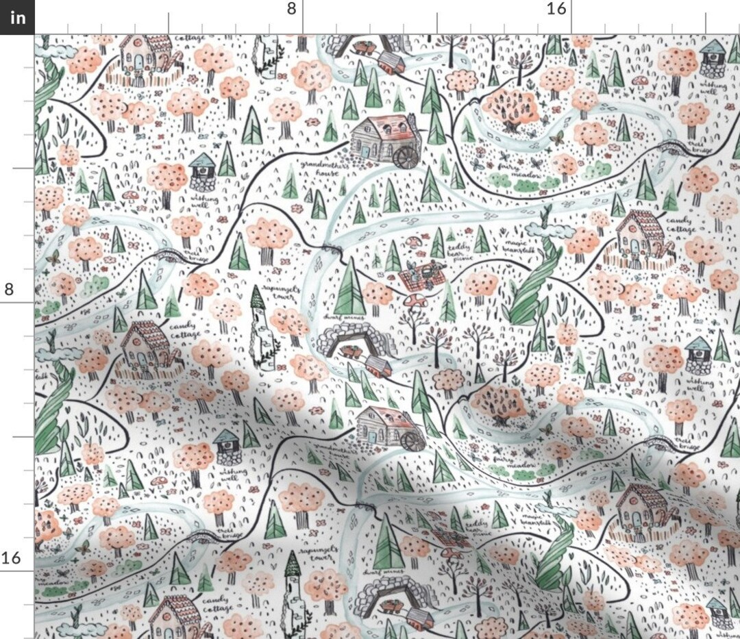 Fairy Tale Fabric Enchanted Forest Map by Thestorysmith - Etsy