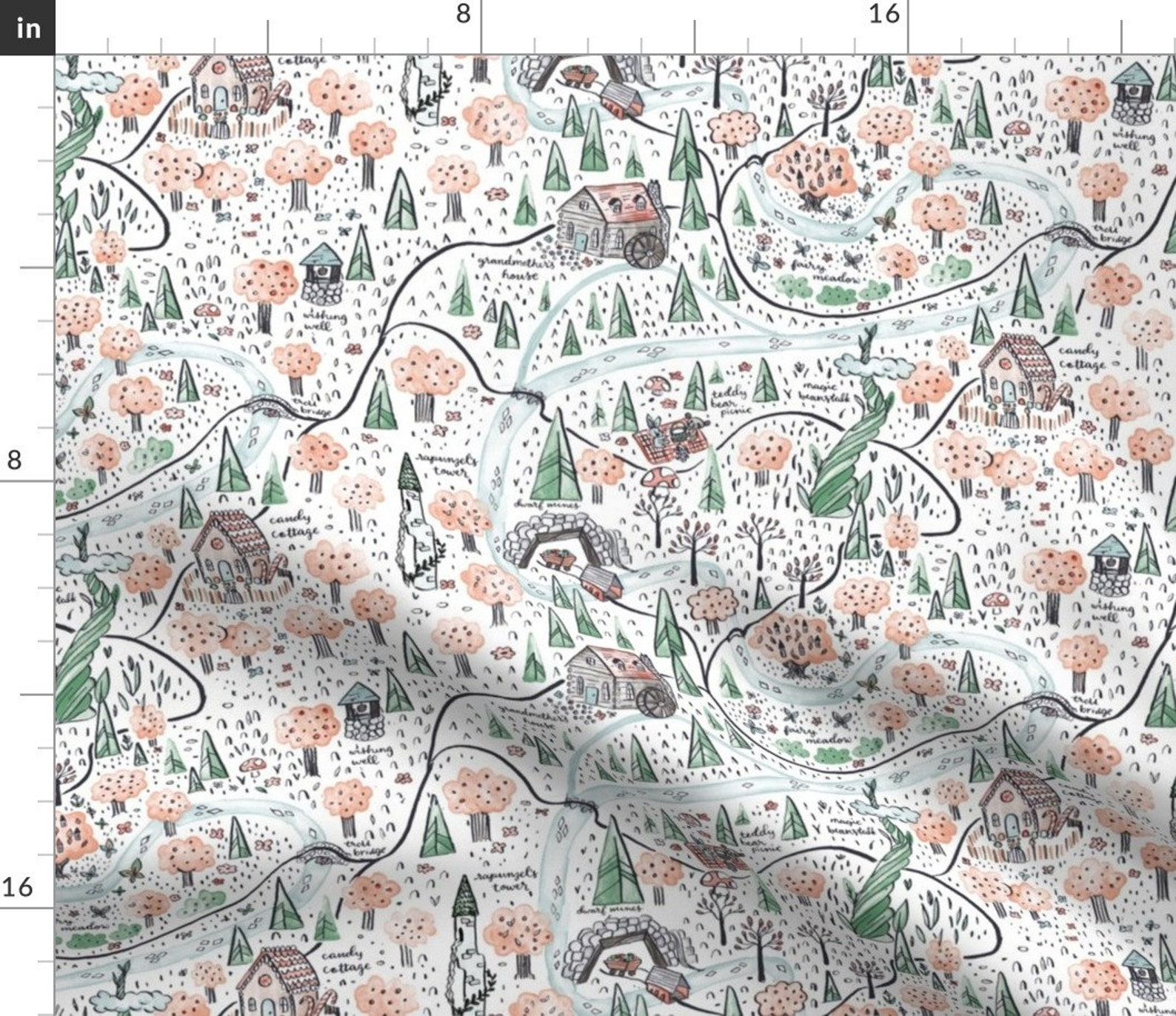 Fairy Tale Fabric Enchanted Forest Map by Thestorysmith | Etsy