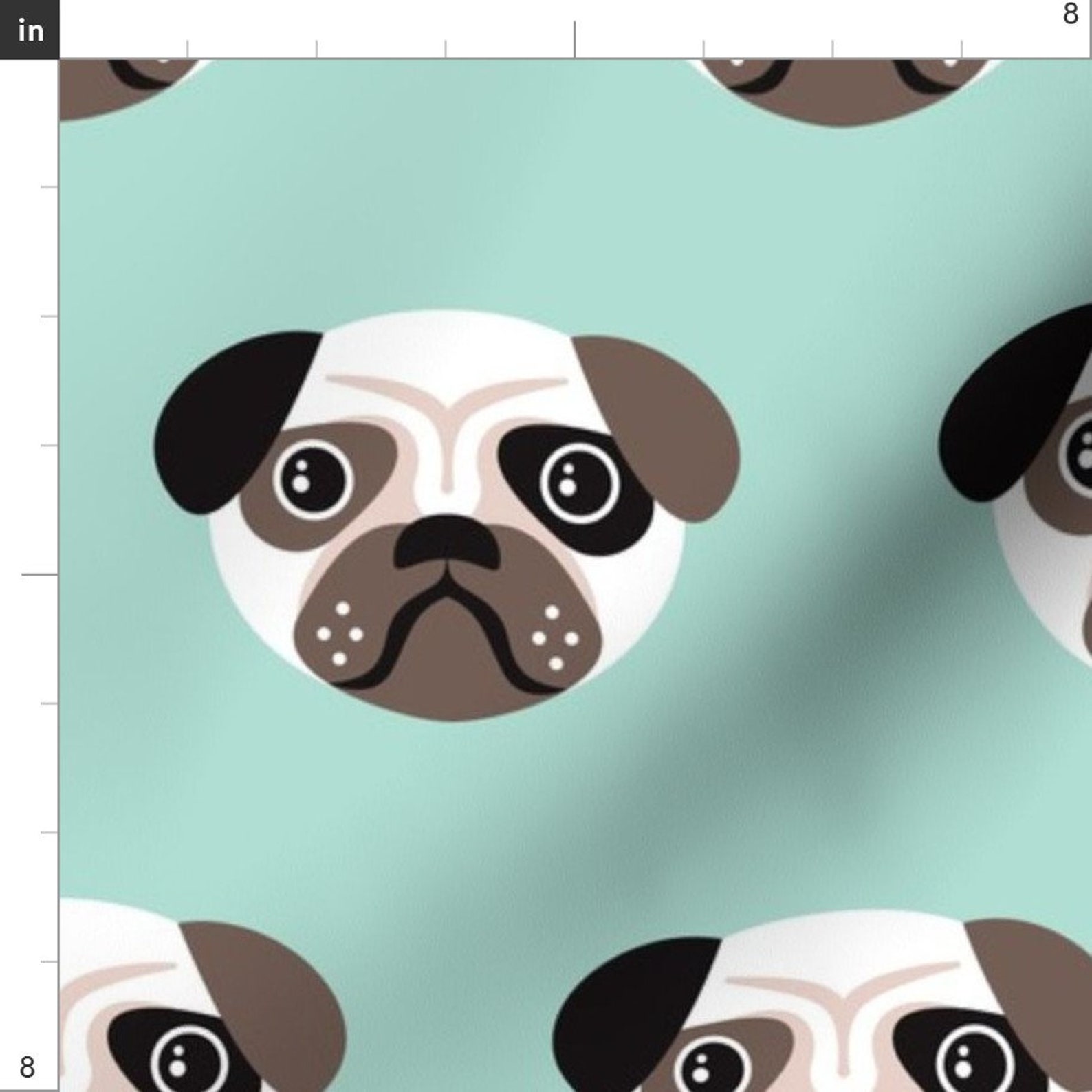 Dog Fabric Pug the Blue Puppy Illustration Kids Pattern Fabric by ...