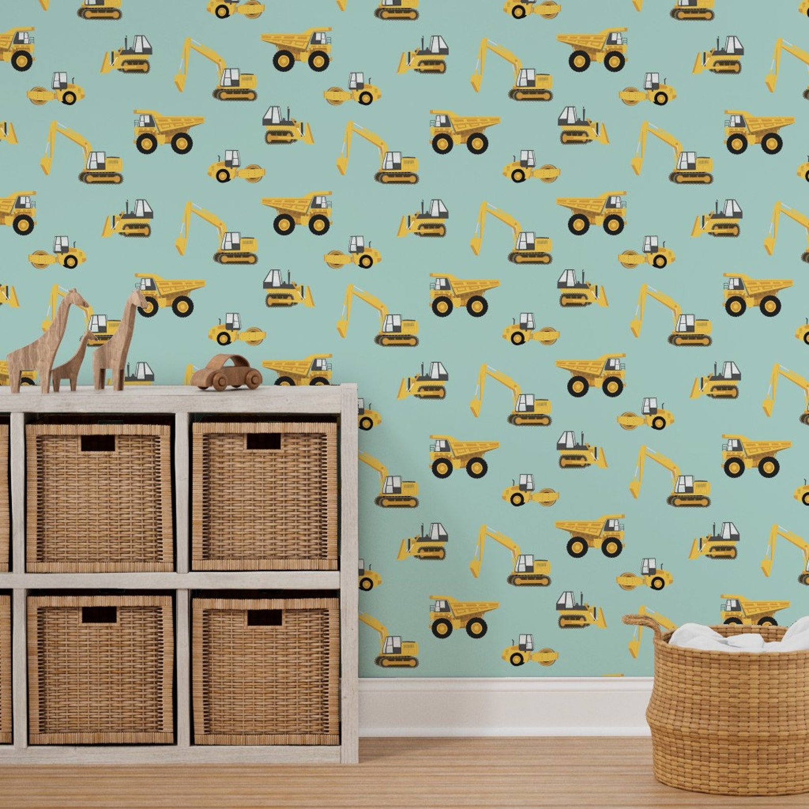 Digger Wallpaper Construction Trucks by Littlearrowdesign - Etsy