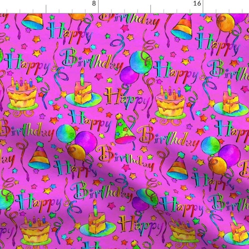 Multi-colored Fabric Ultra-bright Happy Birthday Pink - Etsy