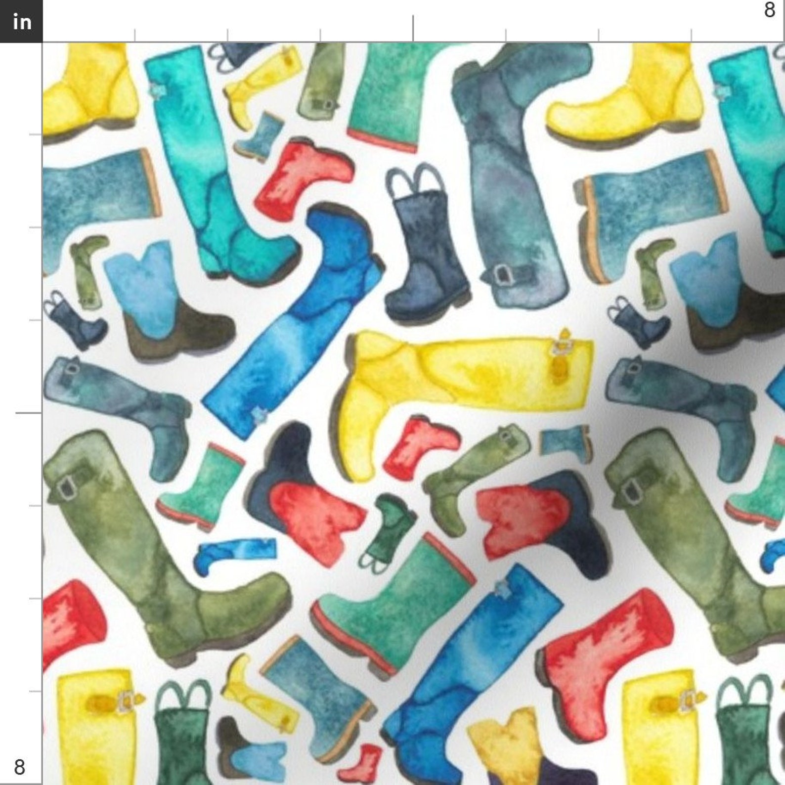 Watercolor Wellies Fabric Wellies by Elena O'neill - Etsy Australia