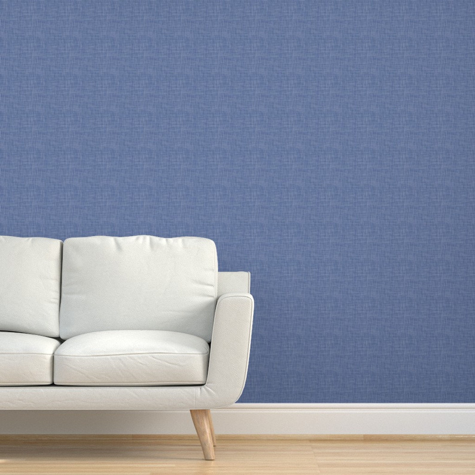 Linen Look Wallpaper Solid Denim Style by Fernlesliestudio - Etsy