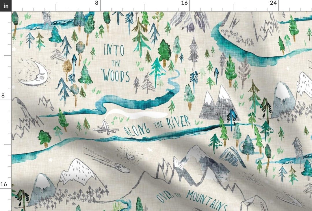 Map Fabric - Let's Go Adventuring - Blue Green by Nouveau_bohemian ...