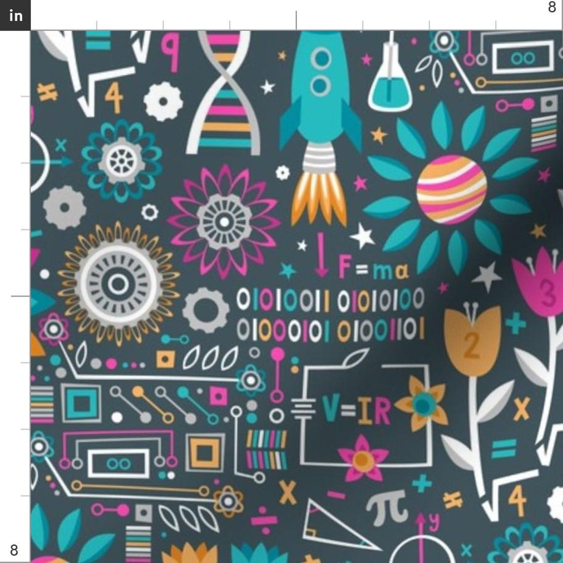 Colorful STEM Nerd Fabric - Flowers and Stems by Robyriker - Science ...