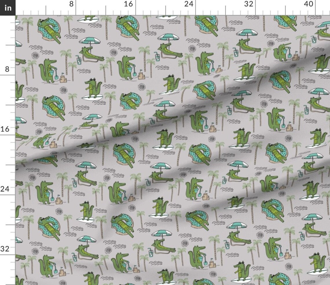 Alligator Fabric Alligator Vacation // Tropical Beach Gator | Etsy