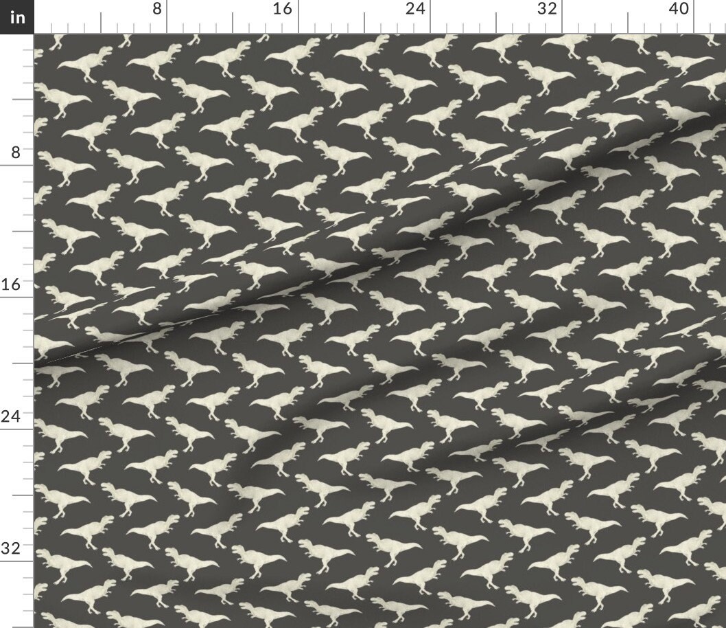 T-rex Fabric T-rex Grey by Mintpeony T-rex Dino Dinosaur - Etsy