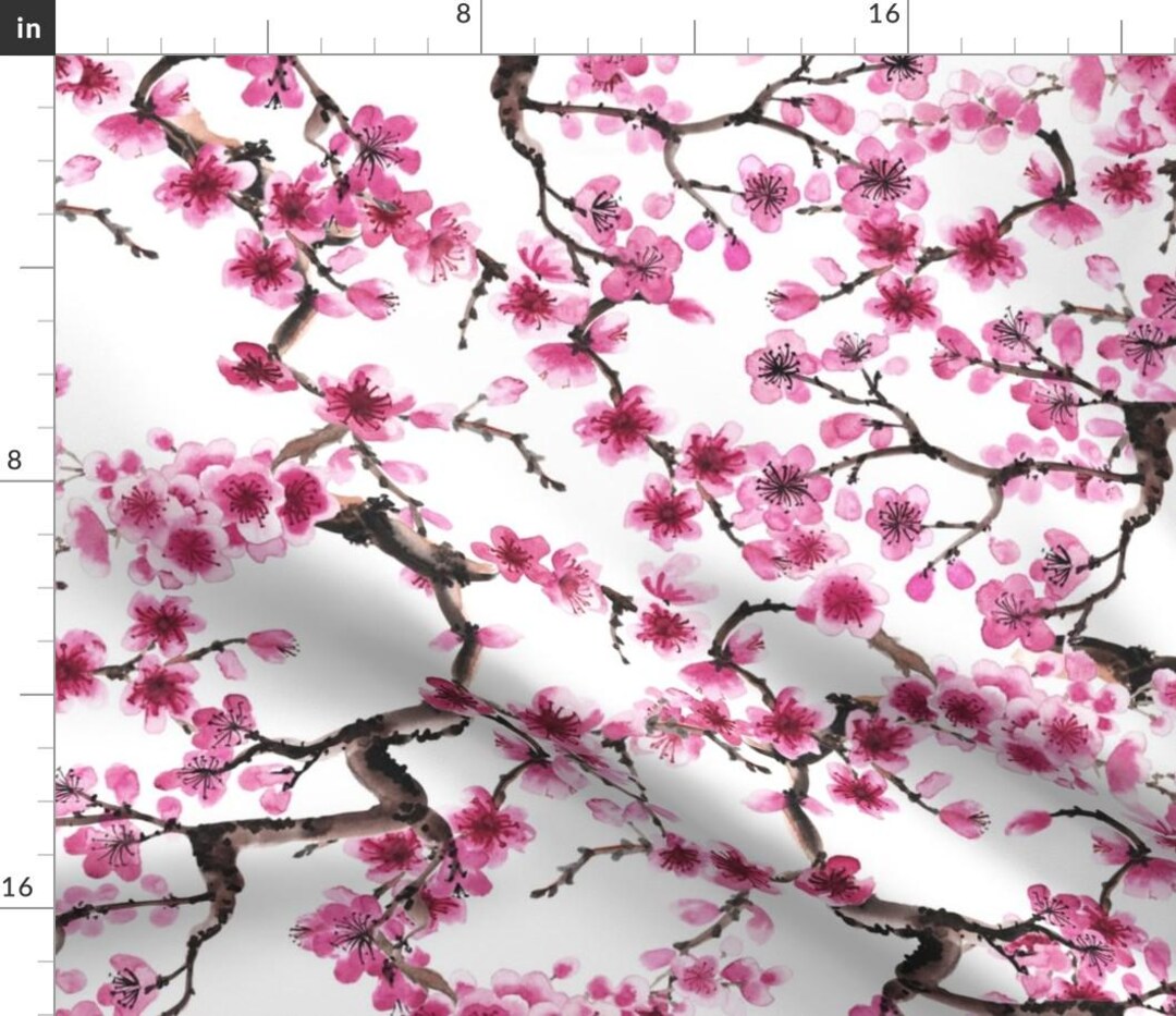 Pink Sakura Fabric Sakura Branches by Svetlana Prikhnenko Pink Summer ...
