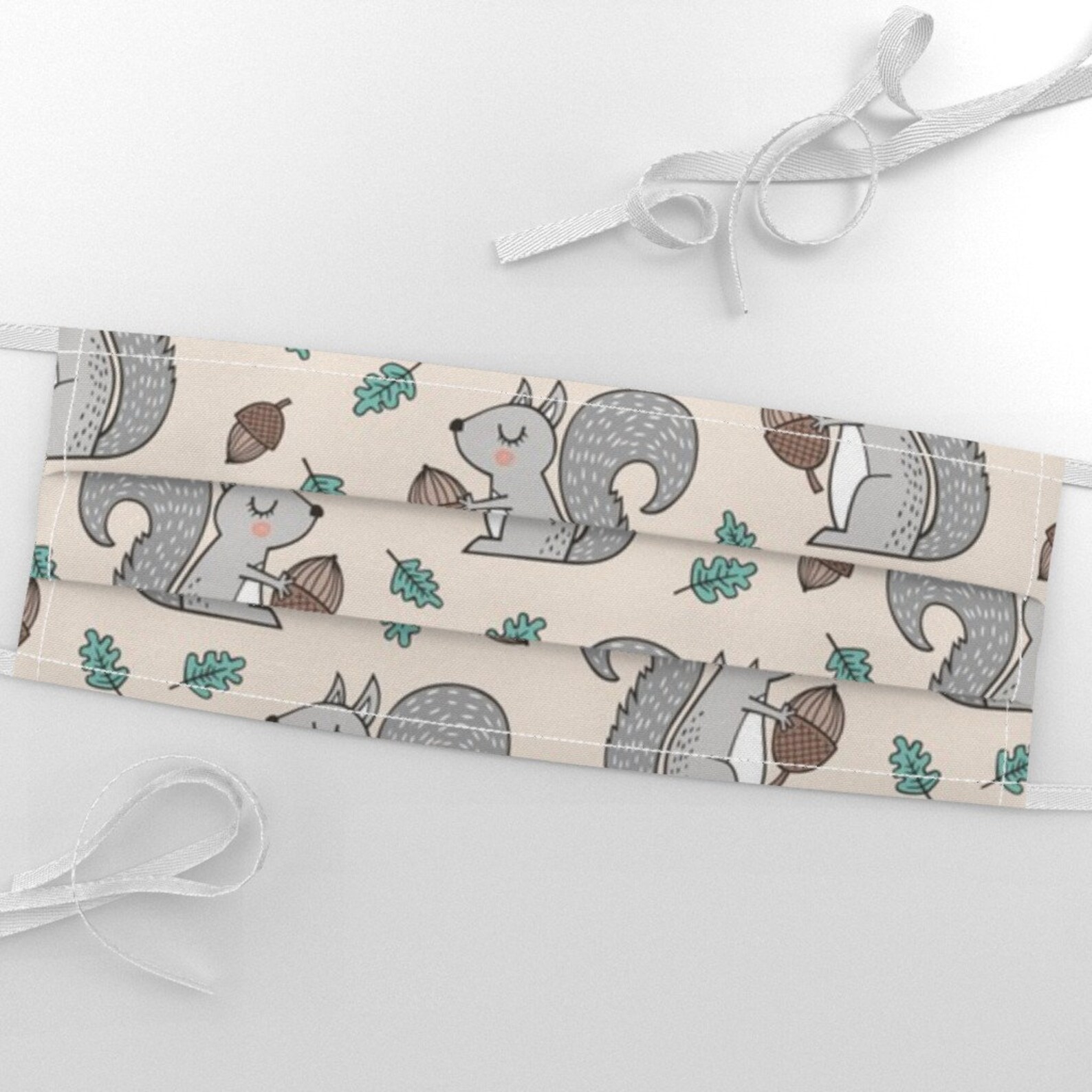 Woodland Fabric Forest Squirrel Squirrels With Leaves Acorn - Etsy