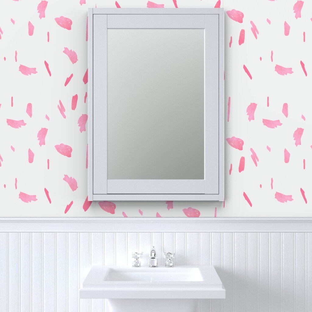 Pink Dots Wallpaper Light Pink Daubs Painted Blobs by Mlags | Etsy