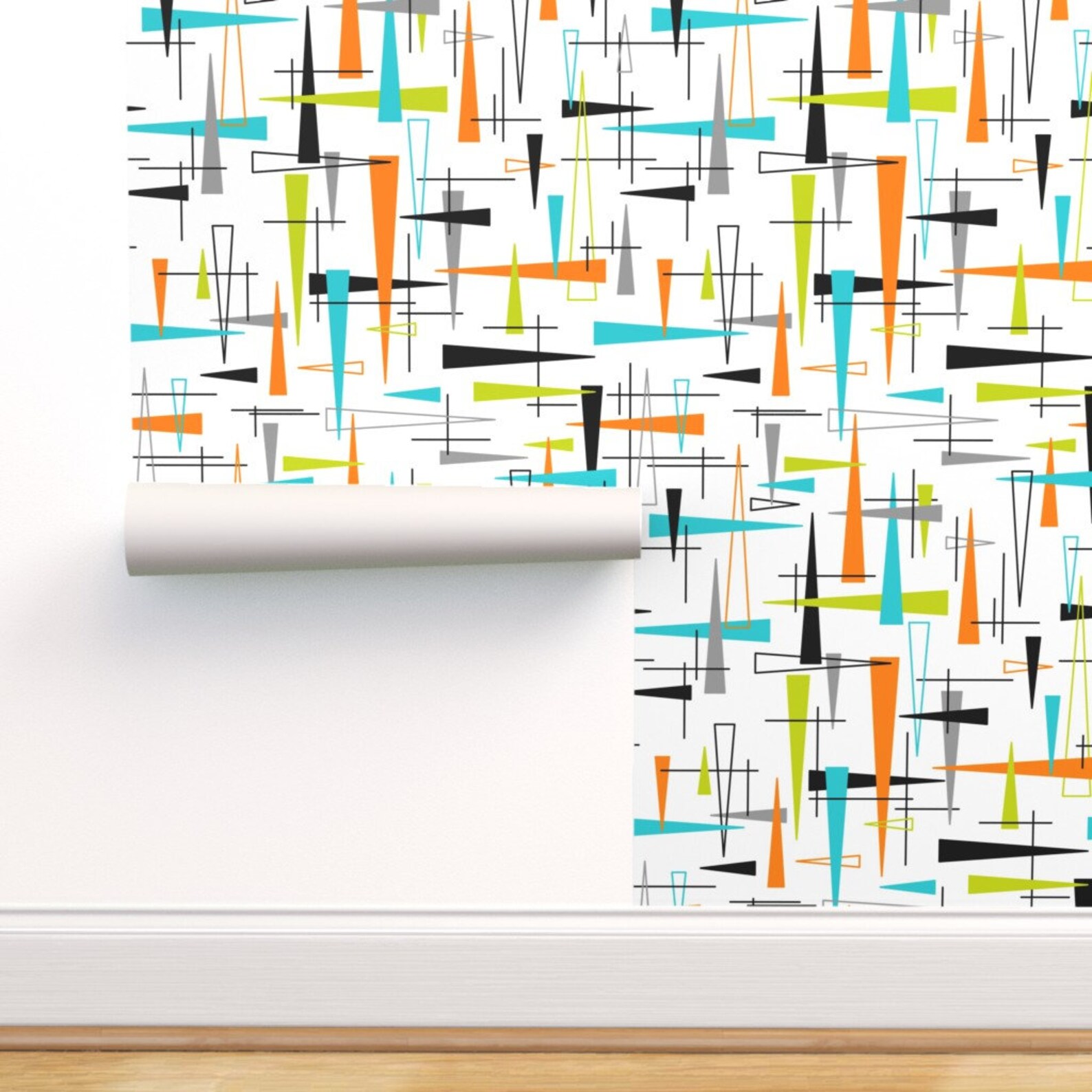 Triangles Mid Century Modern Wallpaper Triunity 6a by | Etsy