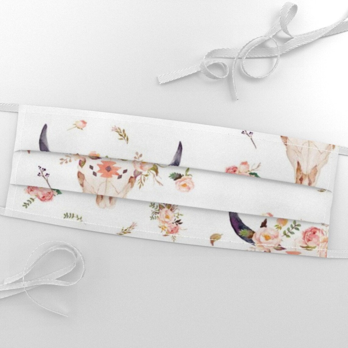 Pink Boho Bison Fabric Pink Tribal Bison With Florals by | Etsy