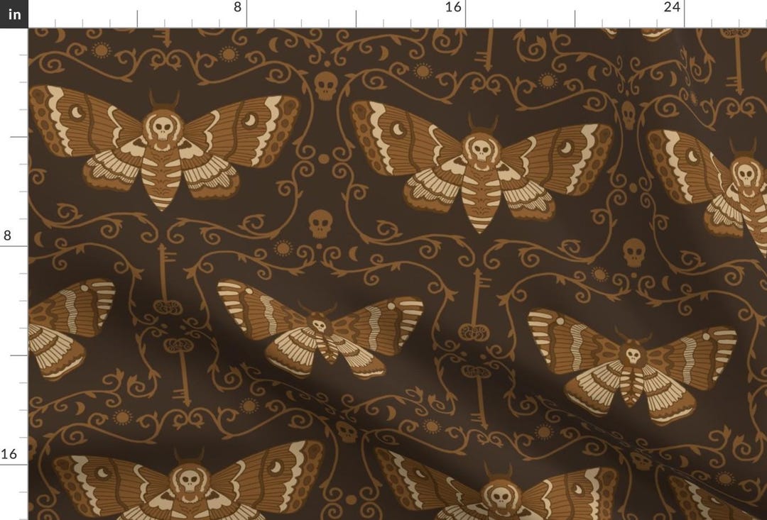 Death's Head Moth Fabric - Taxidermy by Latheandquill - Spooky ...