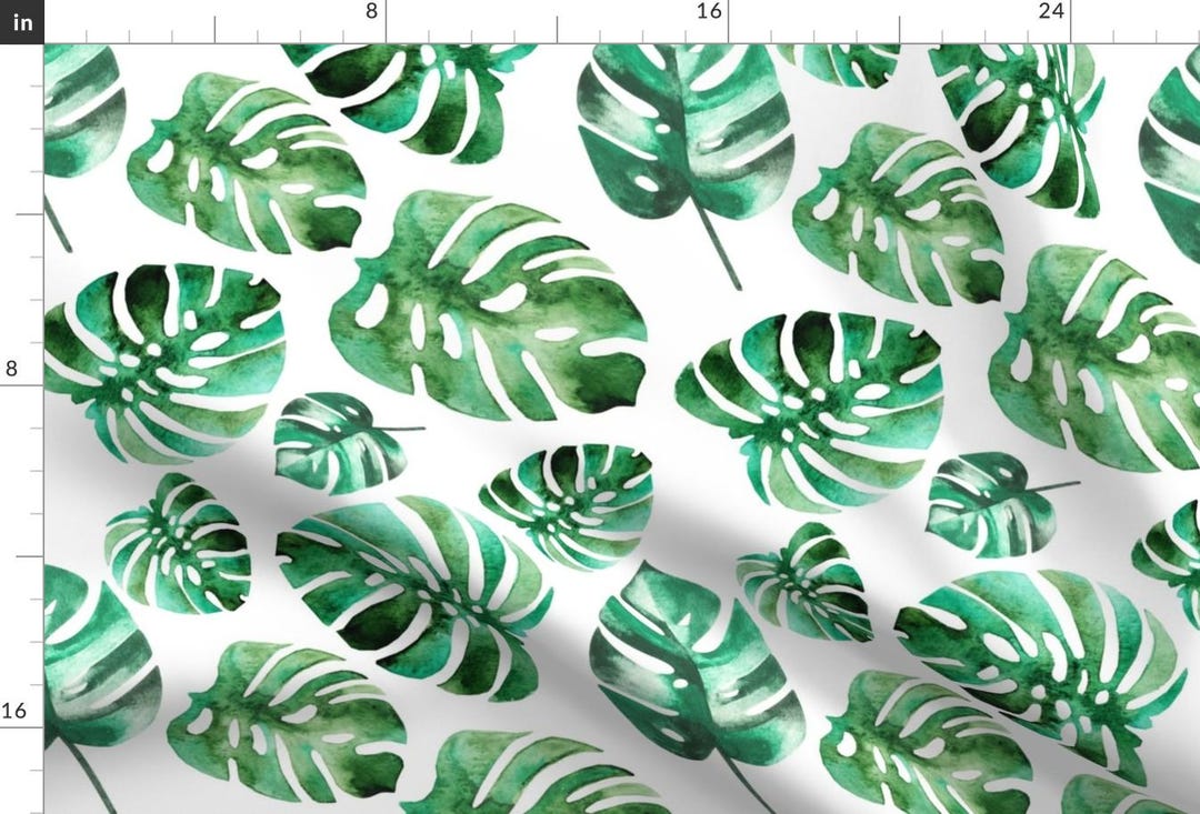 Tropical Leaves Fabric - 14" Kingman Drive by Shopcabin - Tropical ...