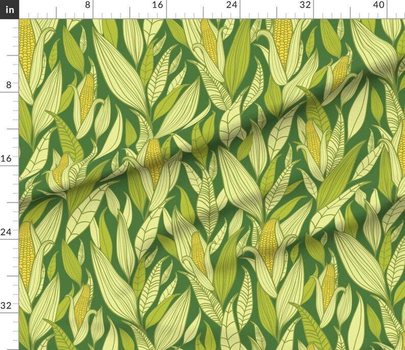 Corn Fabric Corn Plants by Oksancia Corn Crop Plants Green - Etsy
