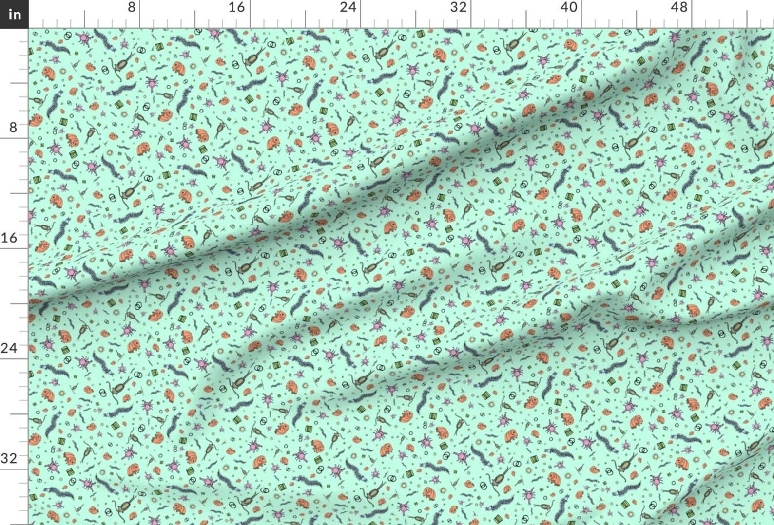 Microorganisms Fabric - Microscopic Animals by Nemki - Microscopic ...