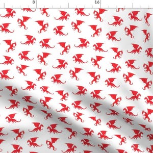 Red Dragon Silhouette Fabric Red Dragons by Nadyabasos Dragons Pattern ...