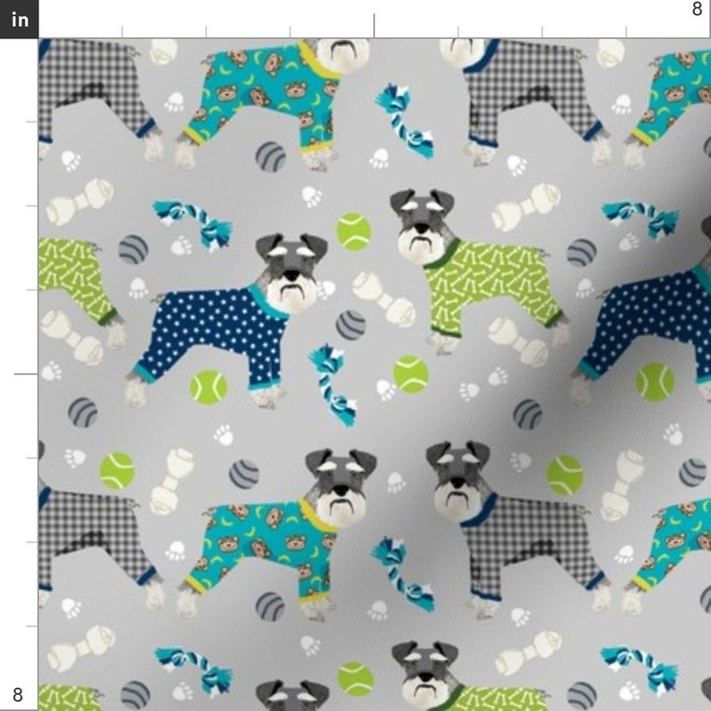 Schnauzer Fabric Schnauzers in Jammies Fabric Cute Dogs in - Etsy