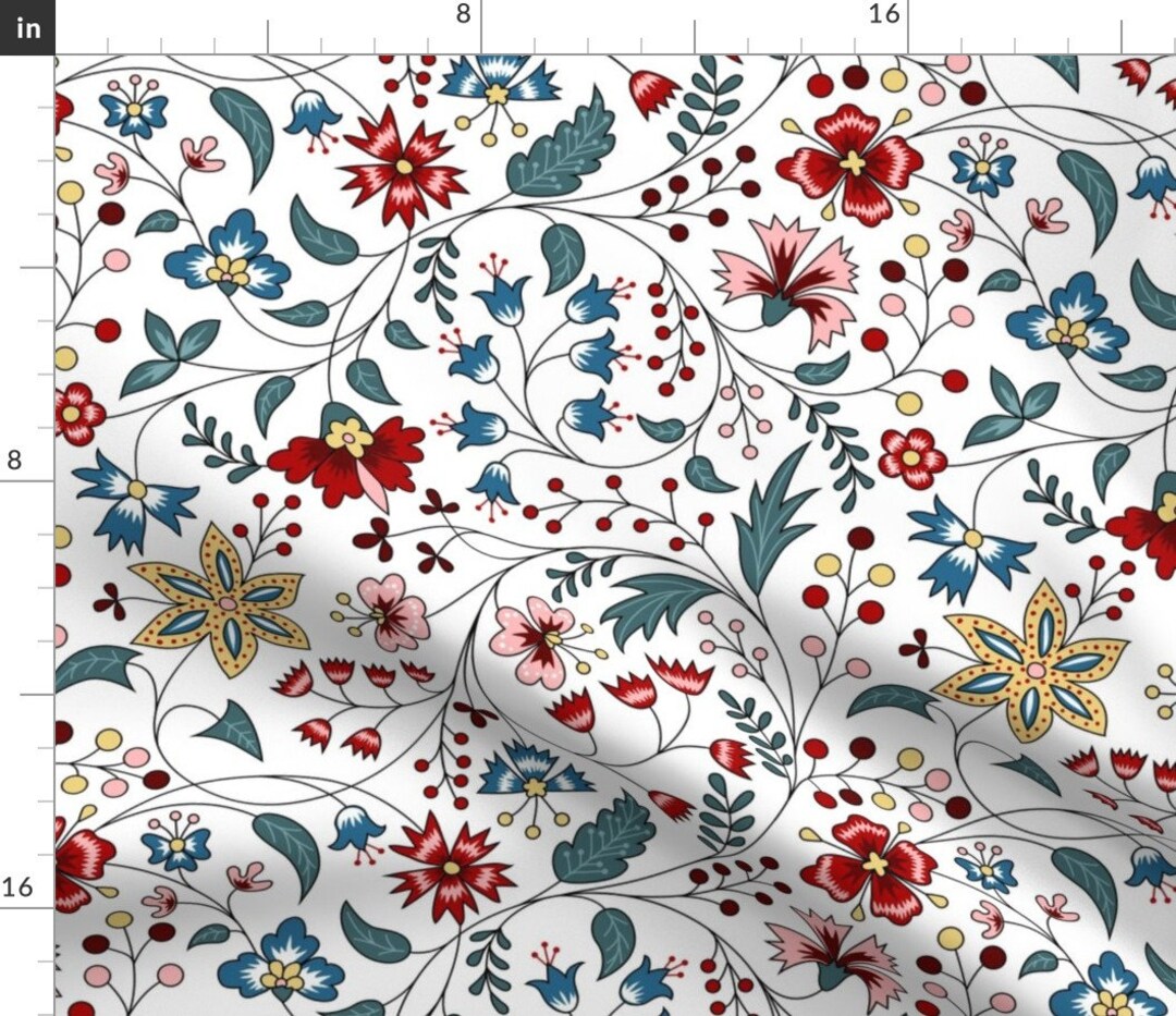 Chintz Tiny Floral Fabric Chintz Spring Floral Illustration by Sveta ...