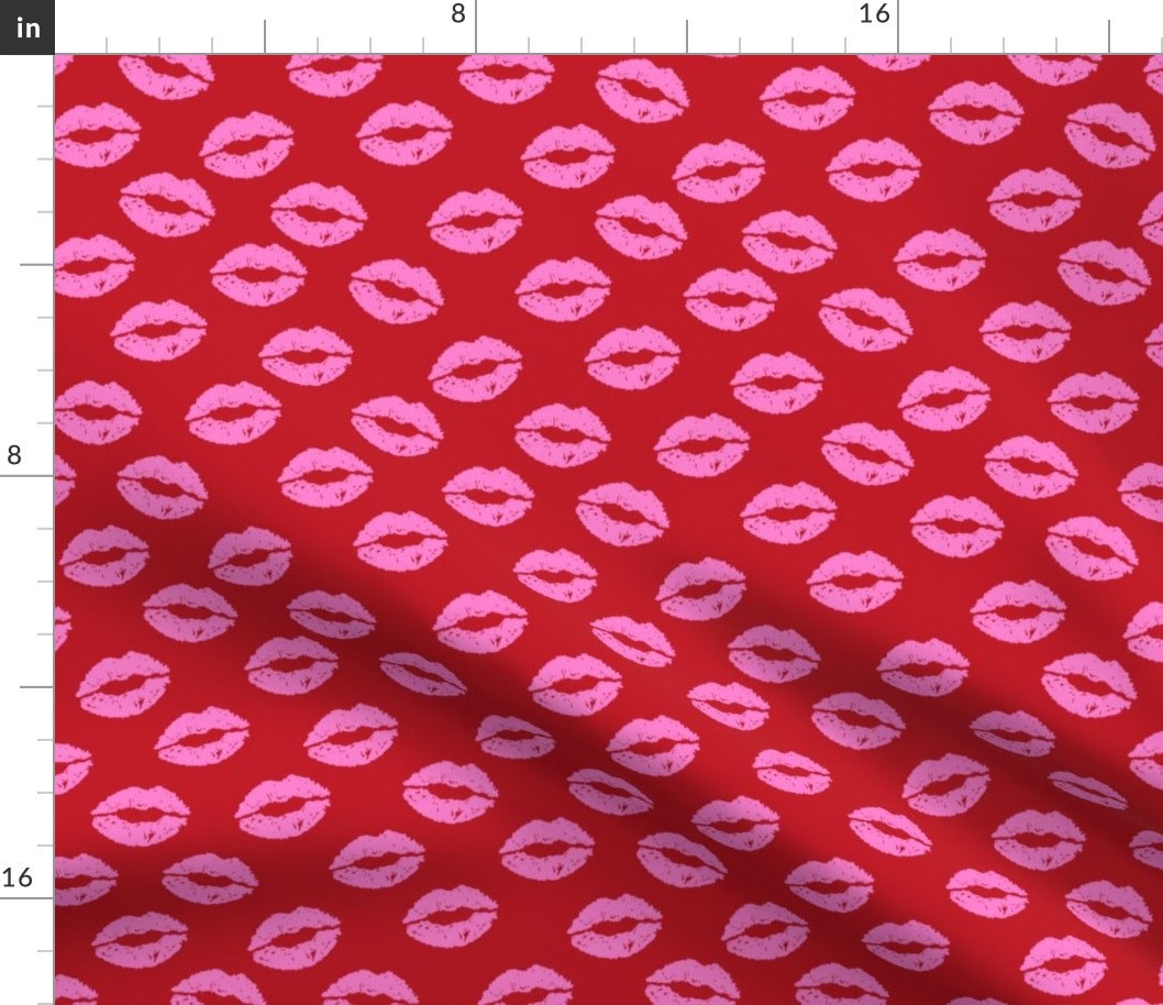 Valentines Day Fabric Kiss Fabric By Charlottewint Red | Etsy