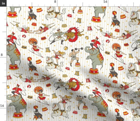Circus Show Illustration Red Fabric Classic Circus by - Etsy