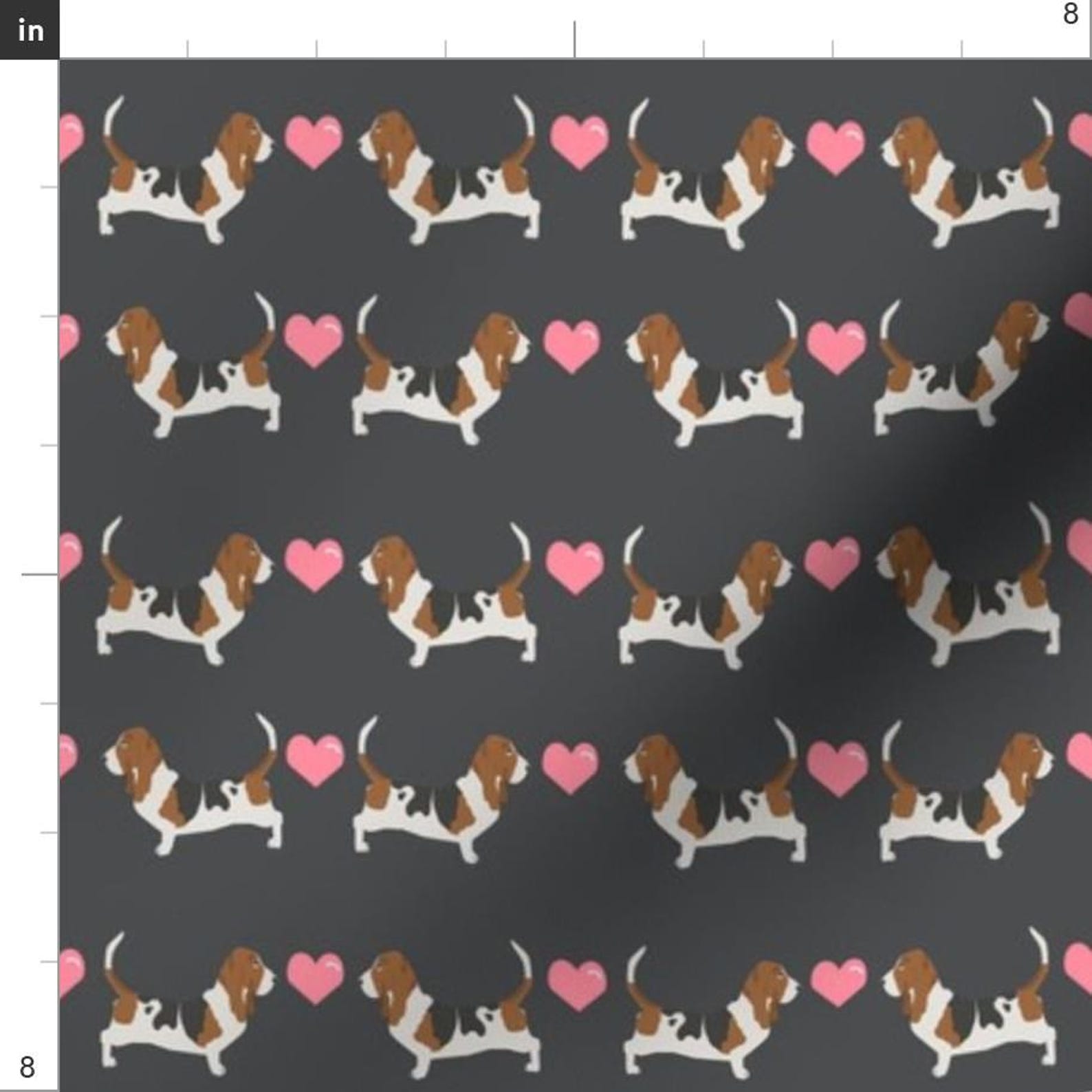 Basset Hound Love Fabric - Basset Hound Love Fabric by Petfriendly ...