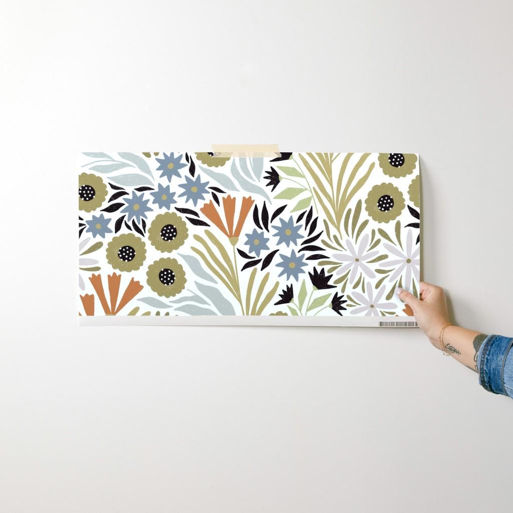 Flowers Wallpaper - Adeline Floral by Amy Maccready - Earth Tone White ...