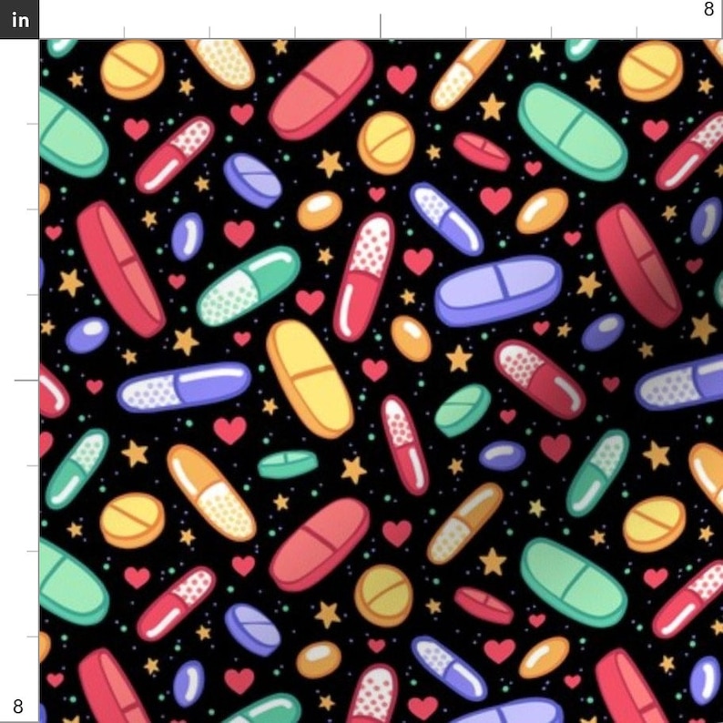 Pills Fabric Colorful Pills by Spookishdelight Rainbow | Etsy