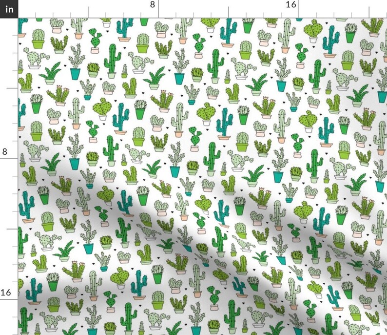 Cactus Fabric Cactus Garden Botanical Succulent Green Small | Etsy
