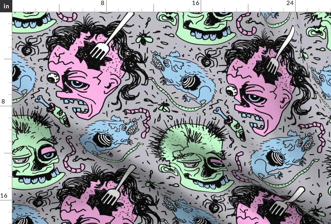 Zombie Fabric - Gross Zombies by Abbieuproot - Zombie Bugs Fork Worms ...
