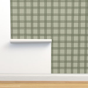 Sage Green Plaid Wallpaper Triple Plaid by Sinaokeeffedesign Windowpane ...