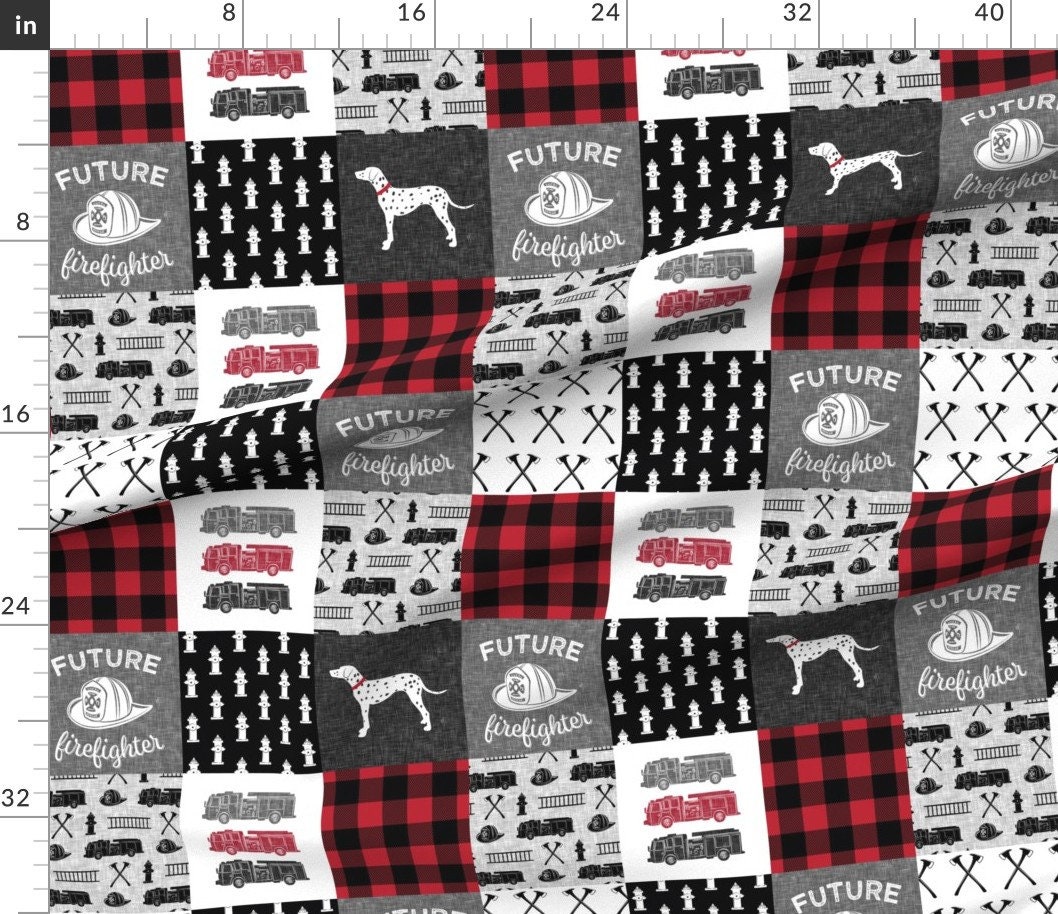 Firefighter Quilt Panel Fabric Wholecloth Red and Black - Etsy