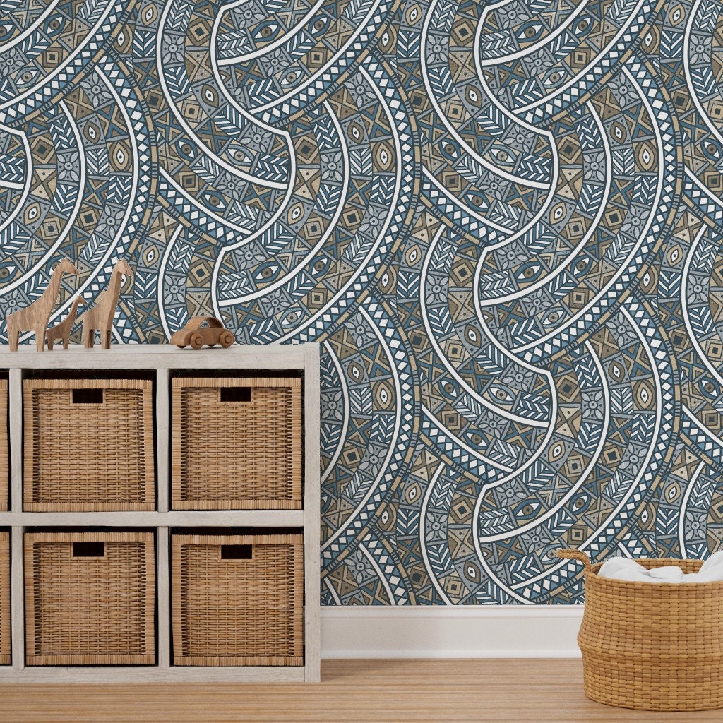 African Wallpaper Oba Zinc by Spellstone African Ethnic - Etsy