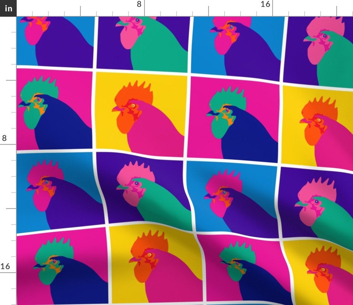 Chicken Fabric Pop Art Chicken Small by Mariafaithgarcia - Etsy