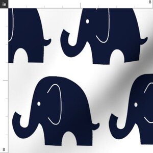 Navy Elephants Fabric Dark Navy Elephants by Sewluvin Navy Blue White ...