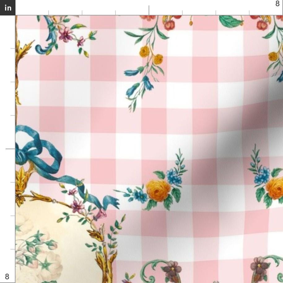 Gingham Floral Fabric - Le Toile De Fleurs Peony Gingham by Lilyoake ...