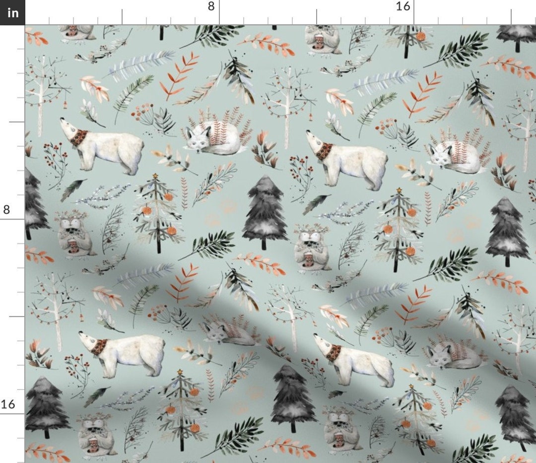Winter Forest Animals Fabric Winter Woodland Wonderland by - Etsy