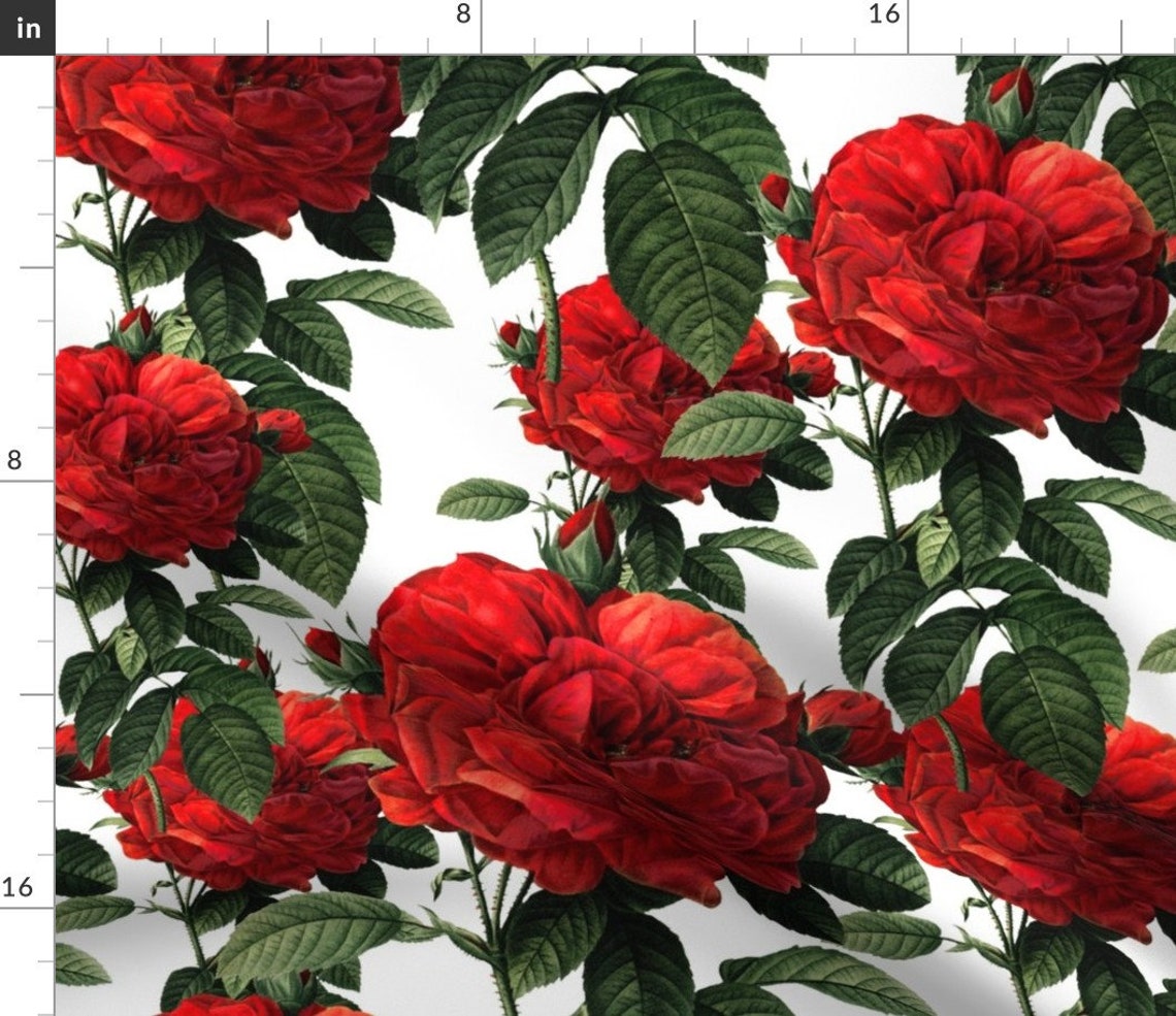 Bold Red Roses Fabric Roses Riot of Red by - Etsy