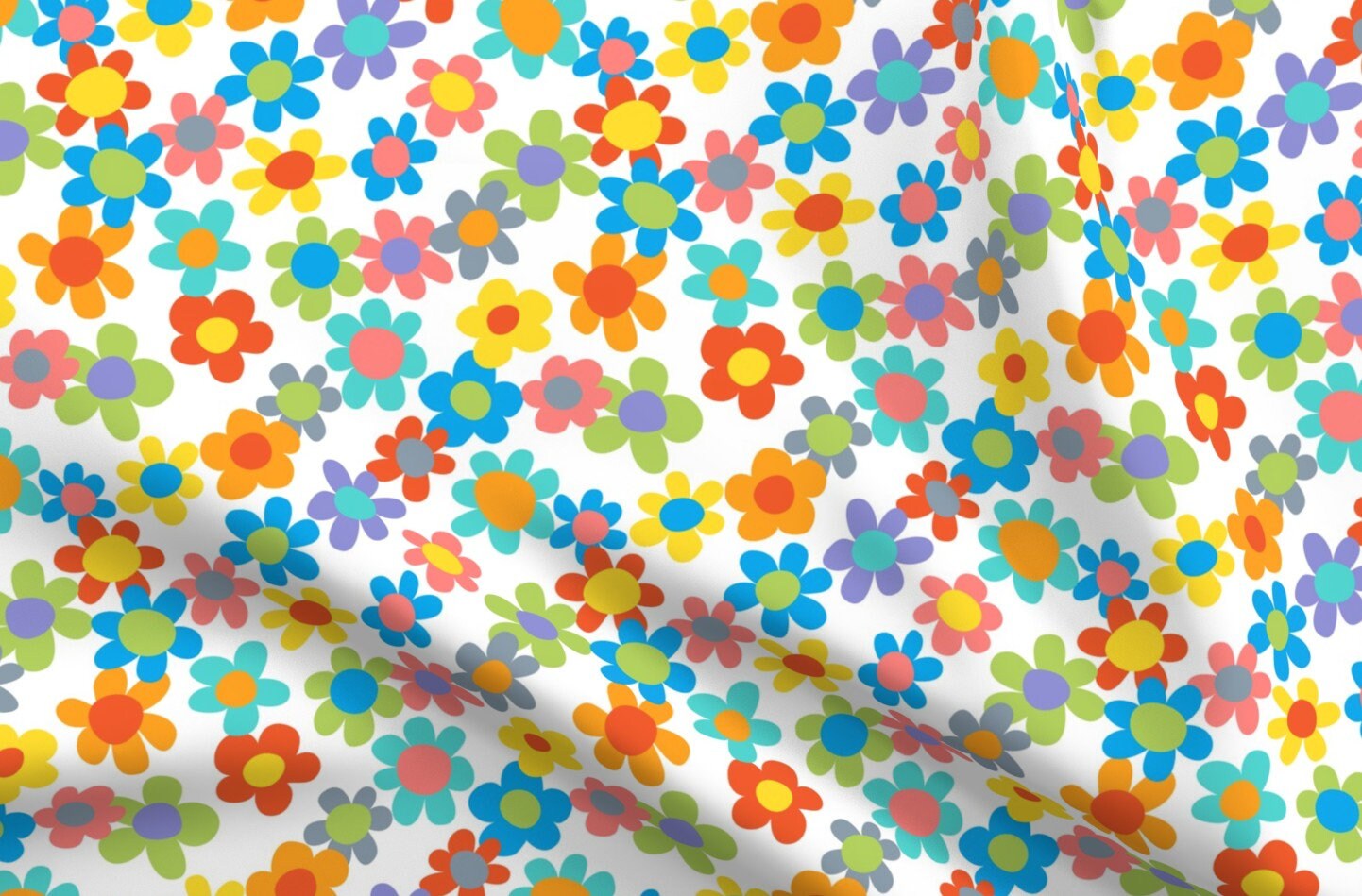 Rainbow Flower Fabric Girl Power Flower Power By | Etsy