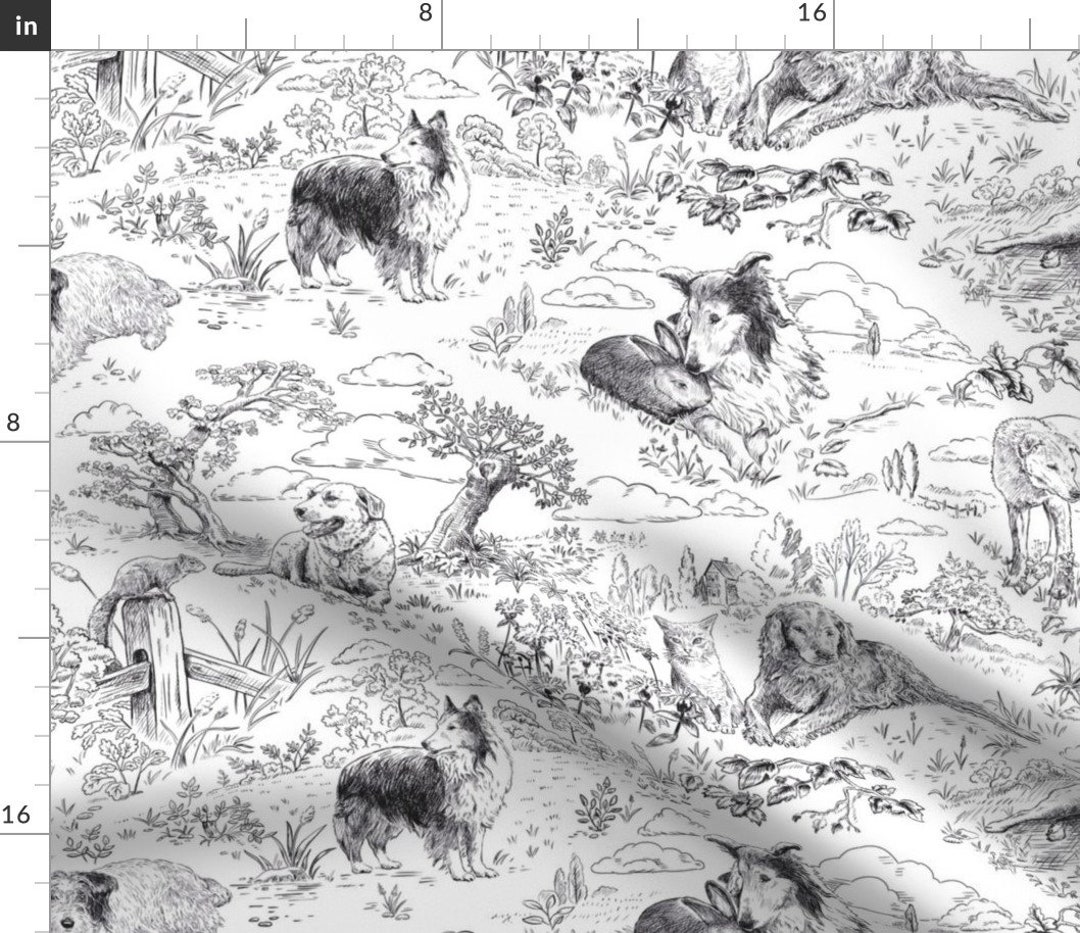 Farm Toile Fabric Country Dog Toile by Vinpauld Toile De Jouy Sheep Dog ...