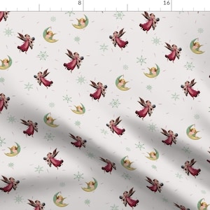 Reg Angels Fabric Christmas Angels by Nerd-and-vine White Snowflakes ...