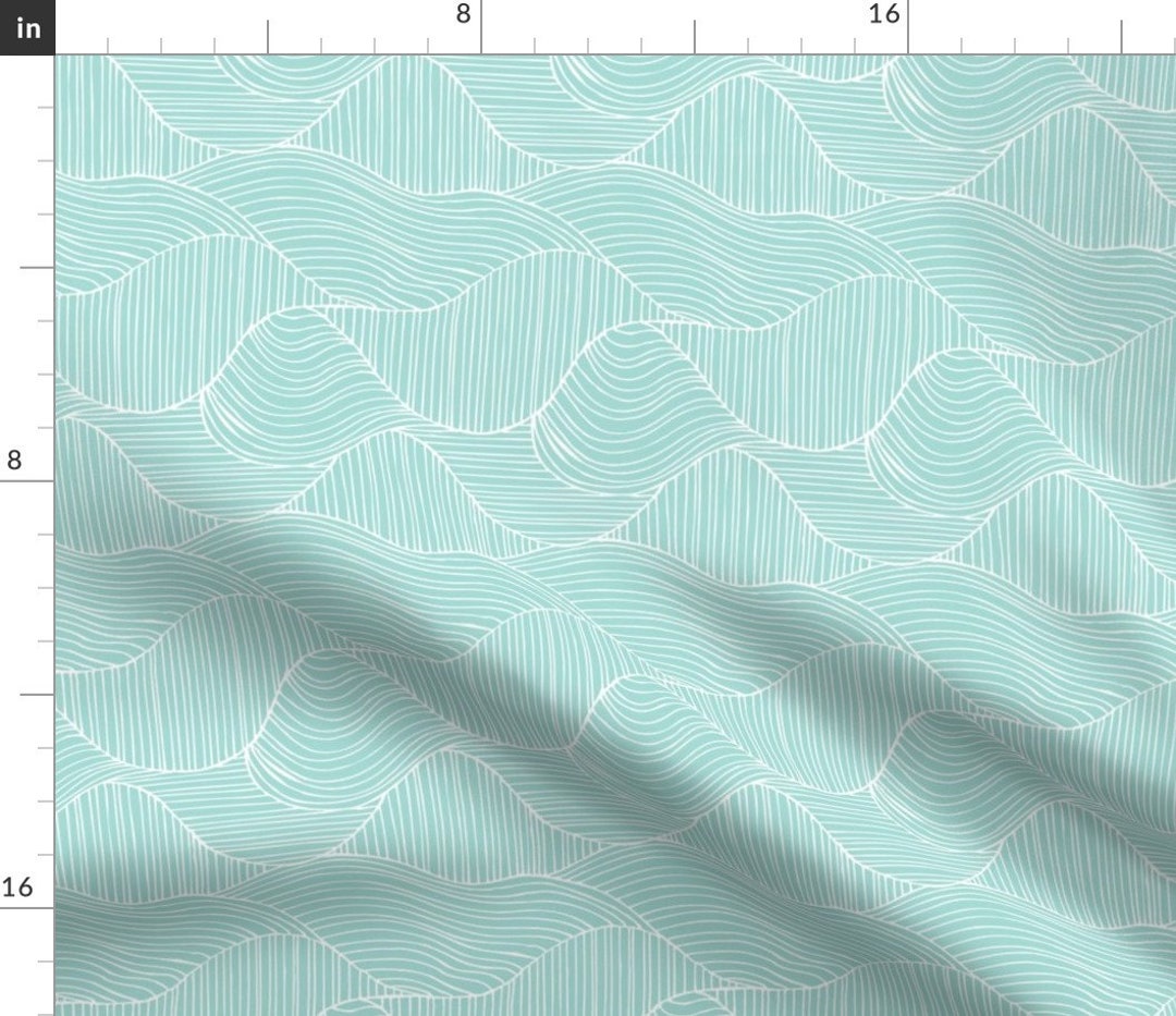 Lines Blue Waves Geo Fabric Dunes Geometric Waves Stripes - Etsy