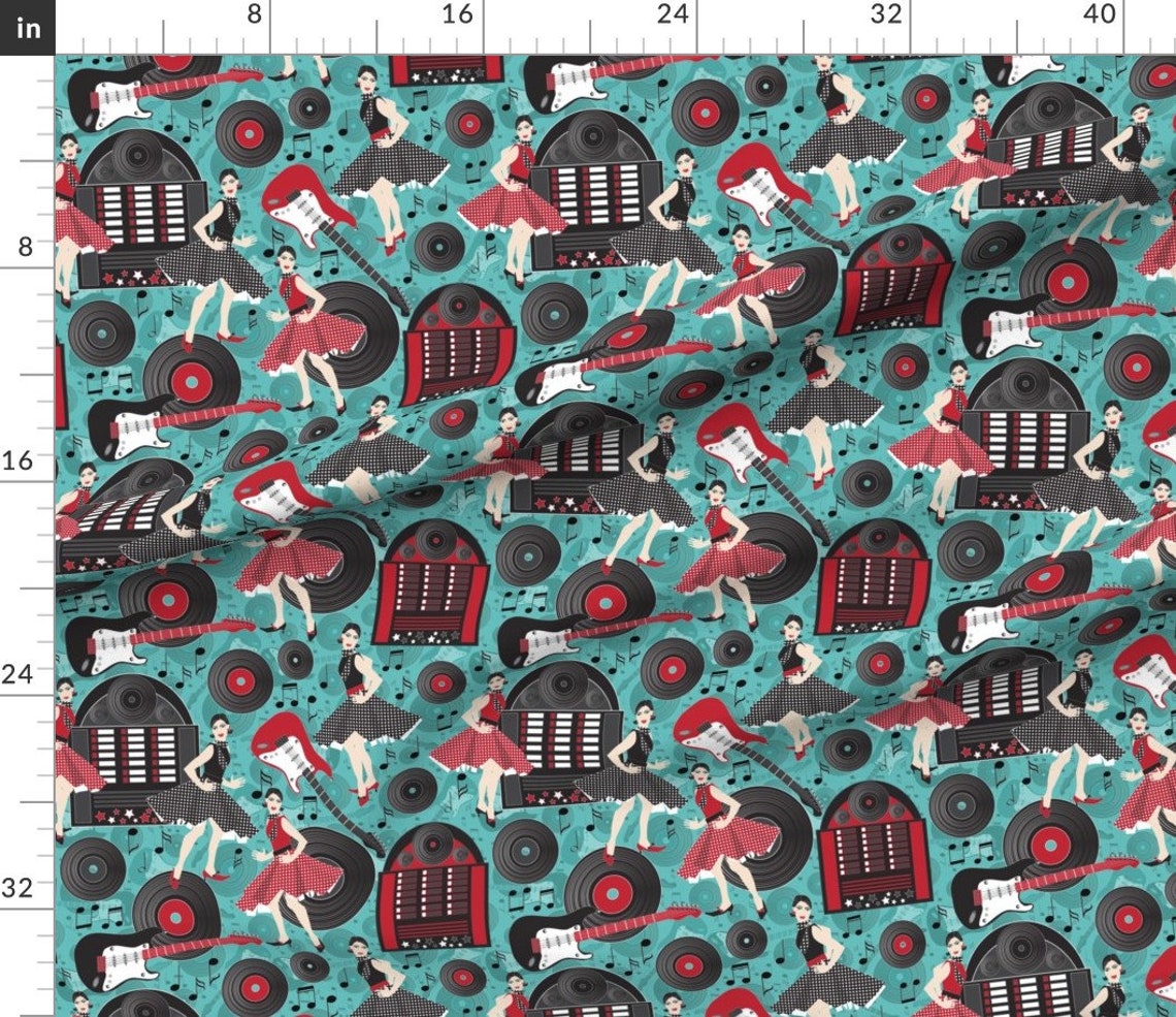 Retro Rock and Roll Fabric Rock'n'roll Mix on - Etsy