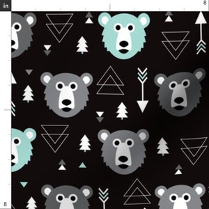 Grizzly Fabric Geometric Grizzly Bear Woodland Illustration Pattern by ...