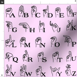 Sign Language Pink Letters Fabric Sign Language Alphabet by ...