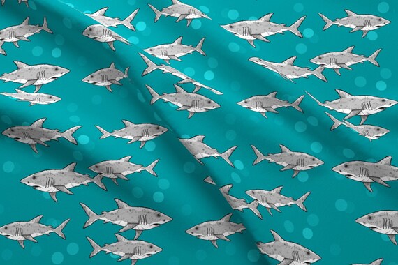 Sharks Dots Fabric Sharks And Dots By Taraput Summer | Etsy