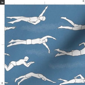 Swimmers Fabric - Medium Blue by Landpenguin Ocean Pool Beach Tropical ...